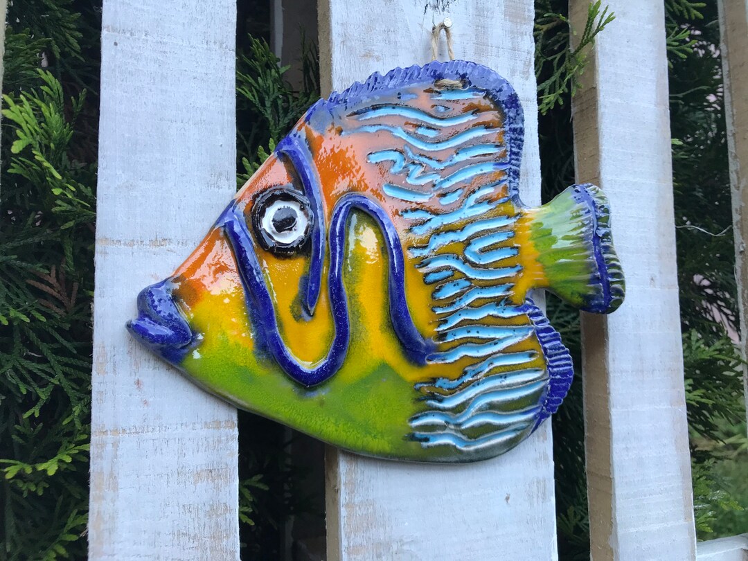 Ceramic Fish Wall Decor Fish Zodiac Decor Fish Rustic Home Decor Clay ...