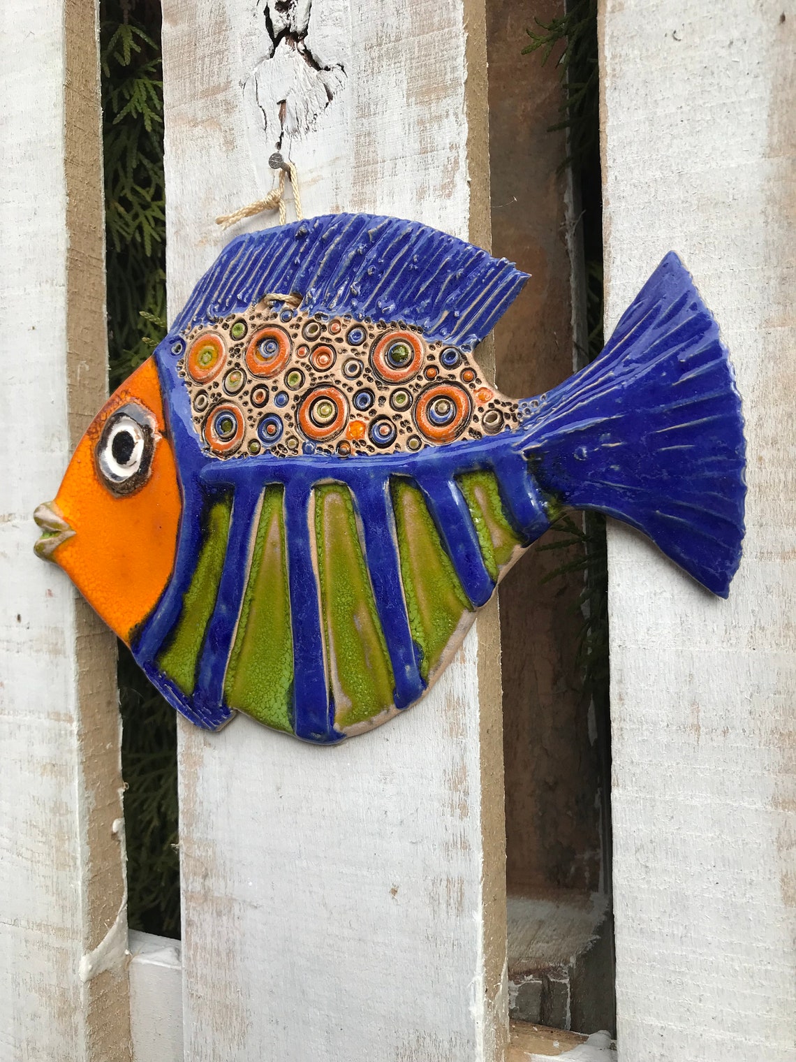 Ceramic Fish Wall Decor Fish Zodiac Decor Fish Rustic Home Decor Clay ...