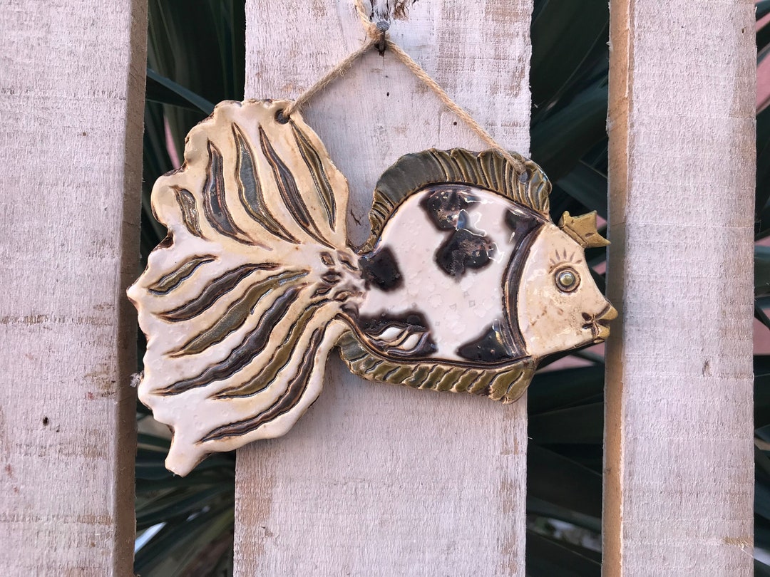 Ceramic Fish Wall Decor Fish Zodiac Decor Fish Rustic Home Decor Clay ...