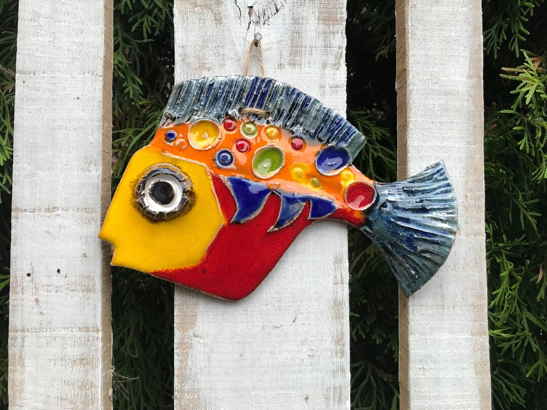 Ceramic Fish Wall Decor Fish Zodiac Decor Fish Rustic Home Decor Clay ...