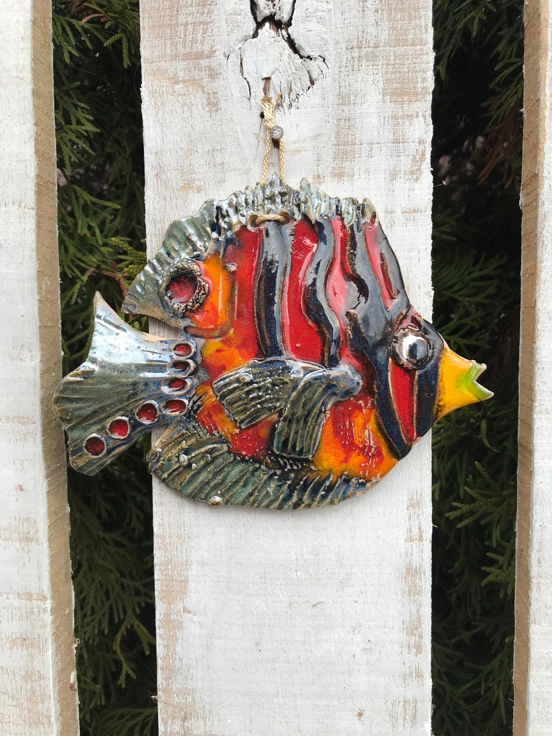 Ceramic Fish Wall Decor Fish Zodiac Decor Fish Rustic Home Decor Clay ...