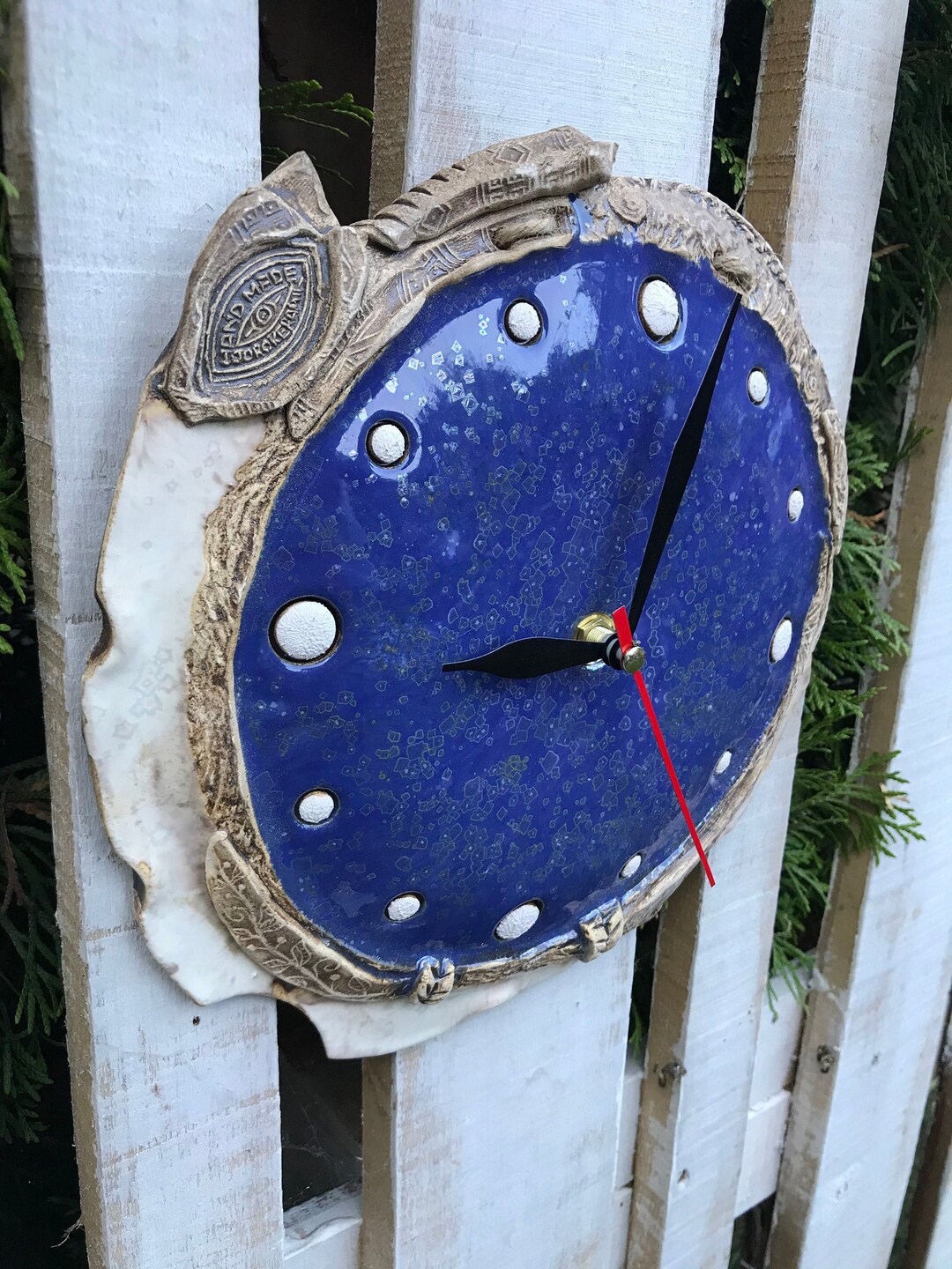 Handmade Ceramic Clock Blue for Wallhand Paintedwall - Etsy
