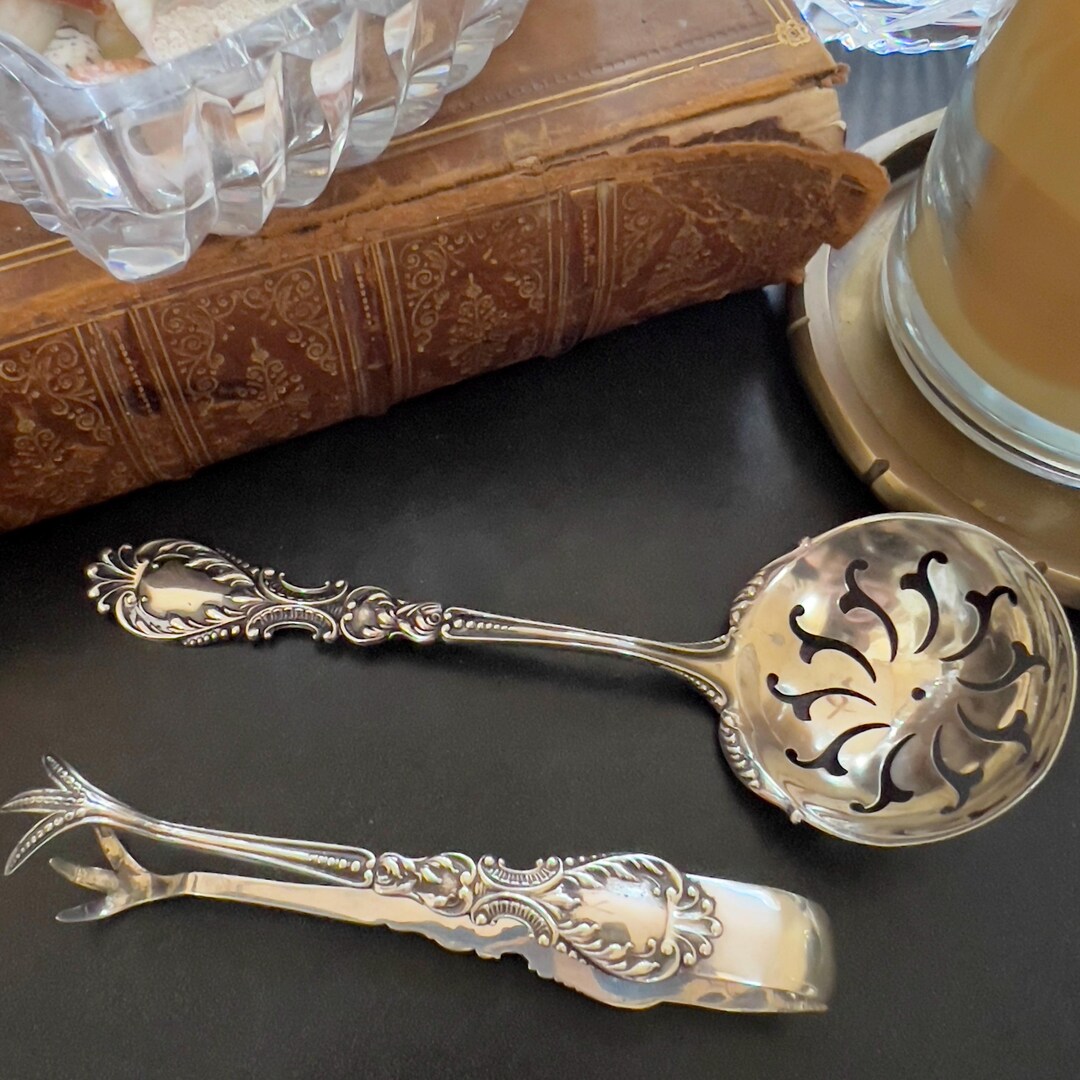 A Stunning Set of NAUTILUS Confection Sifter Spoon With Pierced Gold ...
