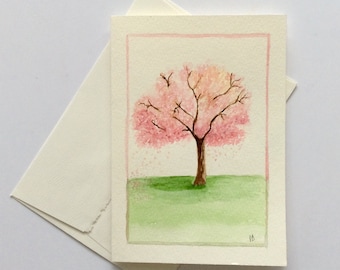 Cherry Tree Birds: Just a Little Note Blank Card. Cute - Etsy