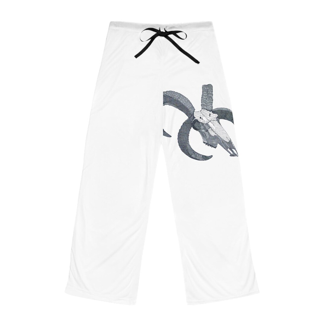 Ram Skull Illustration Pajama Pants | Gothic Ram Skull Lounge Bottoms ...