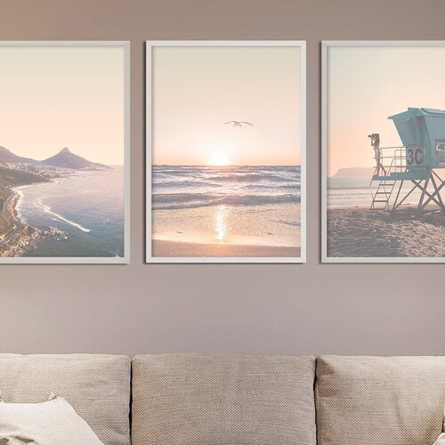 Beach Sunset Wall Art Coastal Summer Print Ocean Waves - Etsy