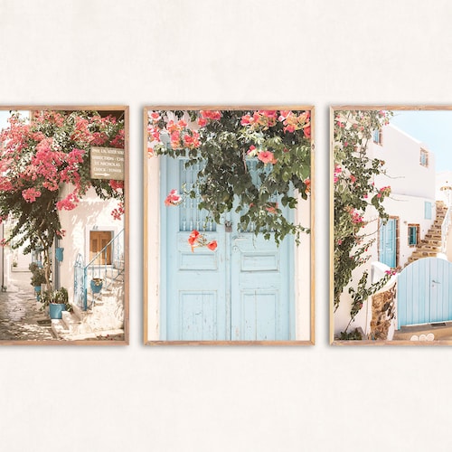 Greece Print Set of 3 Art Print Pastel Wall Art White Bedroom - Etsy