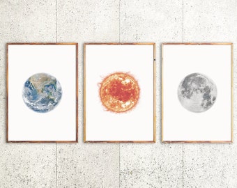 Sun Earth Moon Poster - Etsy