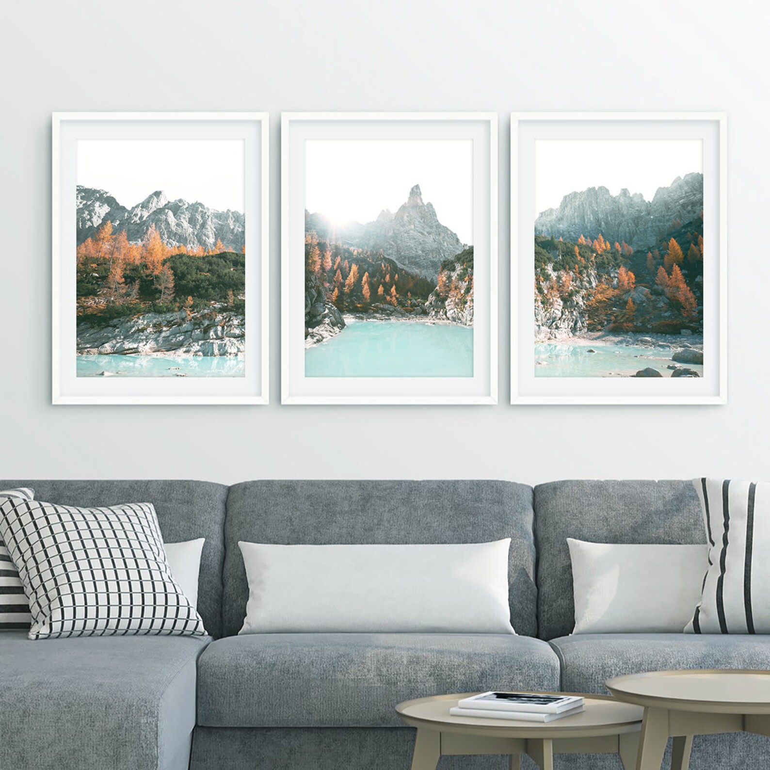Mountain Poster Scandinavian Print Set Gallery Wall Set of 3 Wall Art ...