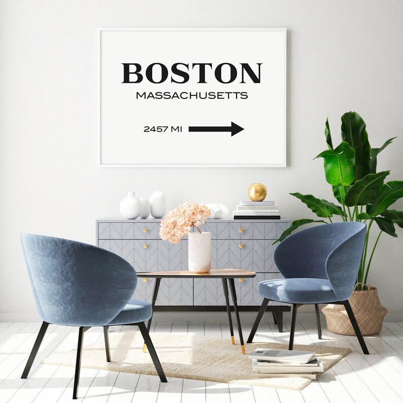 Boston Print Boston Wall Art US City Print Massachusetts Wall - Etsy