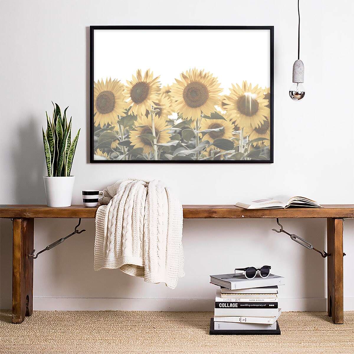 Sunflower Print Farmhouse Printable Botanical Print Sunflower | Etsy