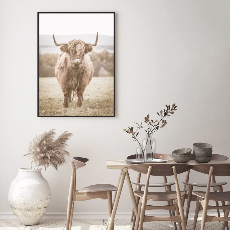 Farm Animal Print Modern Farmhouse Decor Highland Cow Poster - Etsy