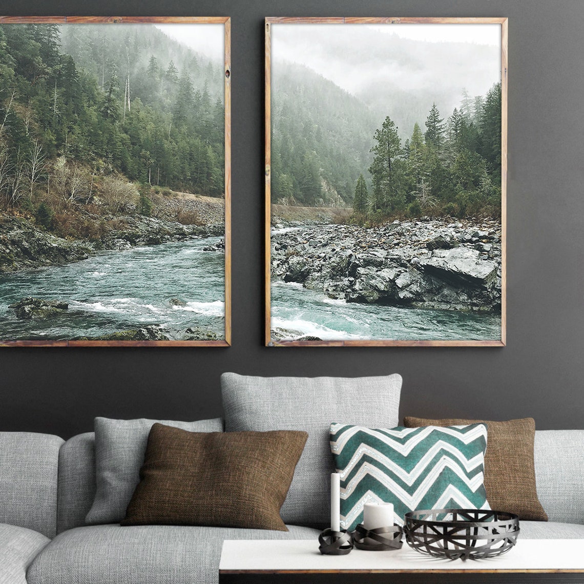 Nature Print Set of 2 Large Prints 2 Piece Wall Art Forest - Etsy