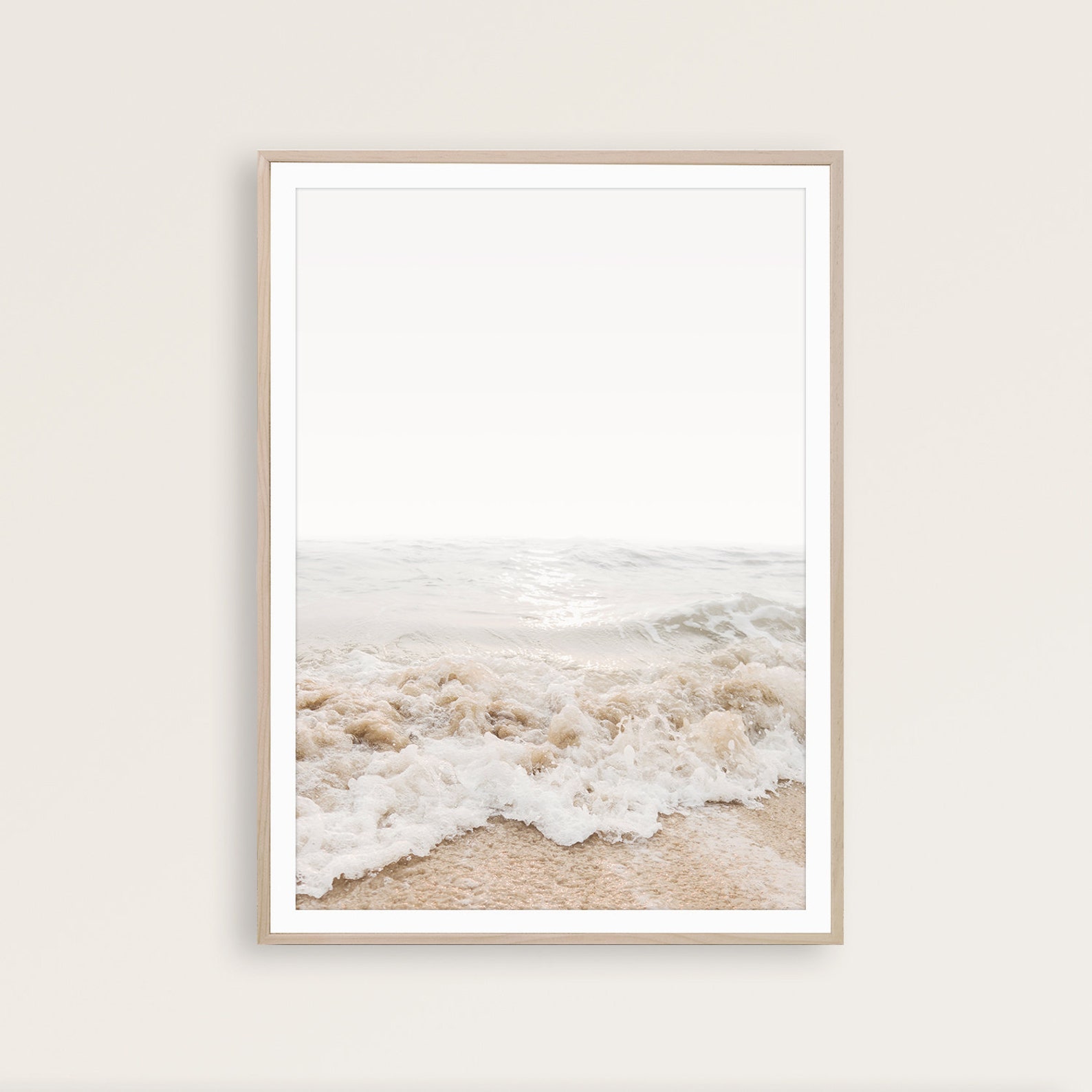 Neutral Beach Wall Art Pastel Beach Print Coastal Art Wave | Etsy