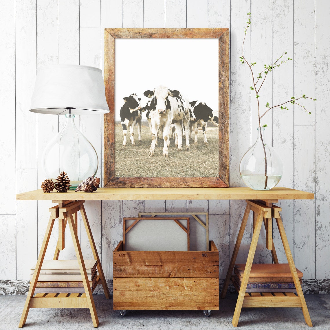 Cow Print Rustic Farmhouse Kitchen Decor Cow Wall Art | Etsy