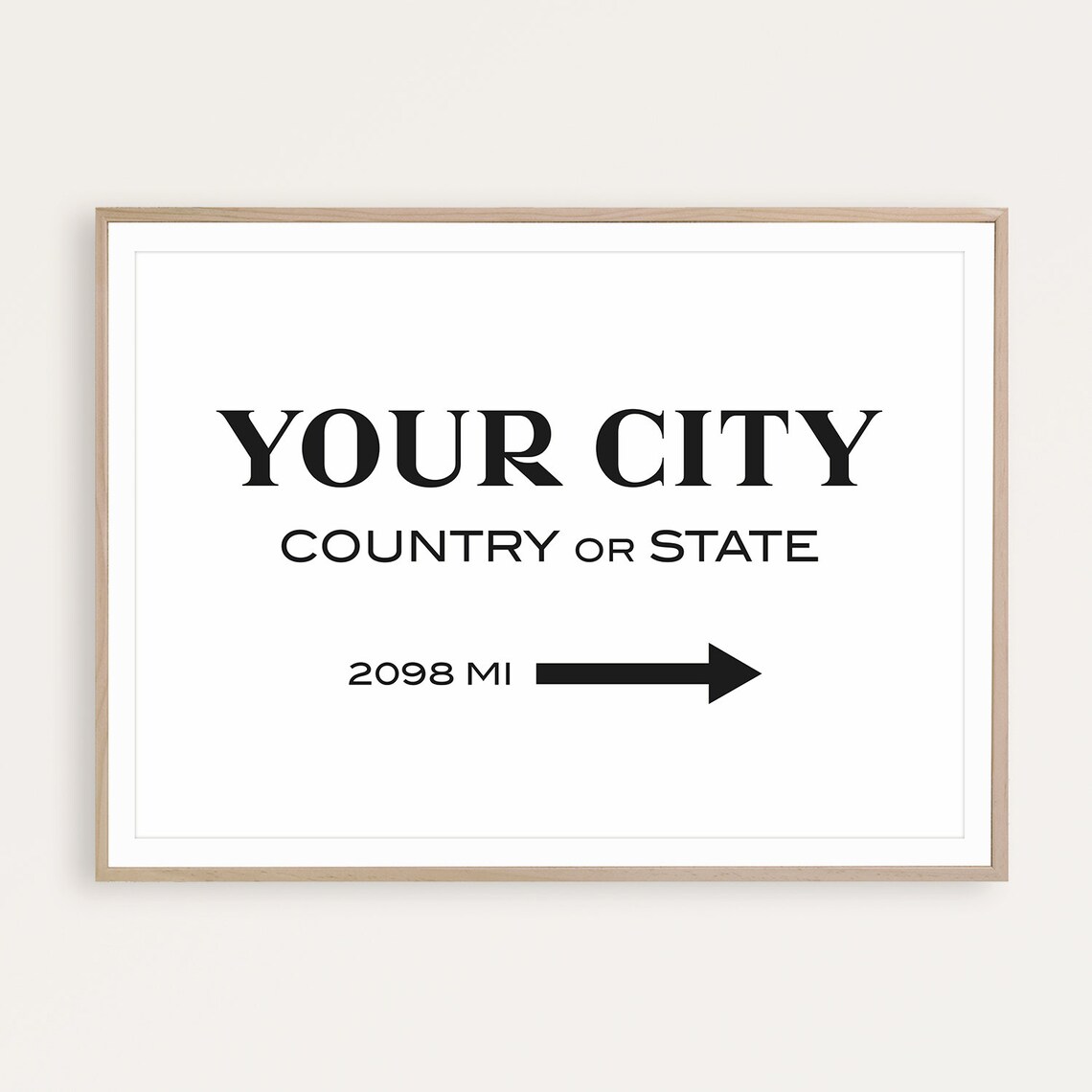 Custom City Distance Print, Modern Home Decor, Living Room, Office ...