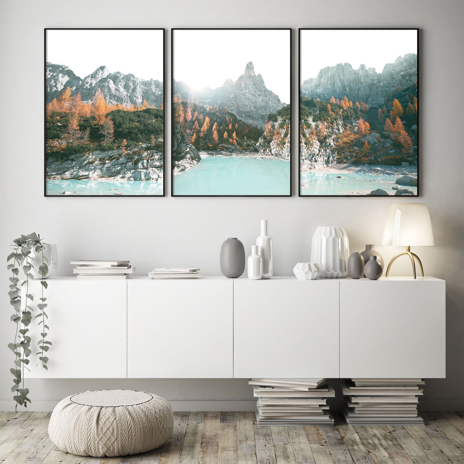 Mountain Poster Scandinavian Print Set Gallery Wall Set of 3 Wall Art ...