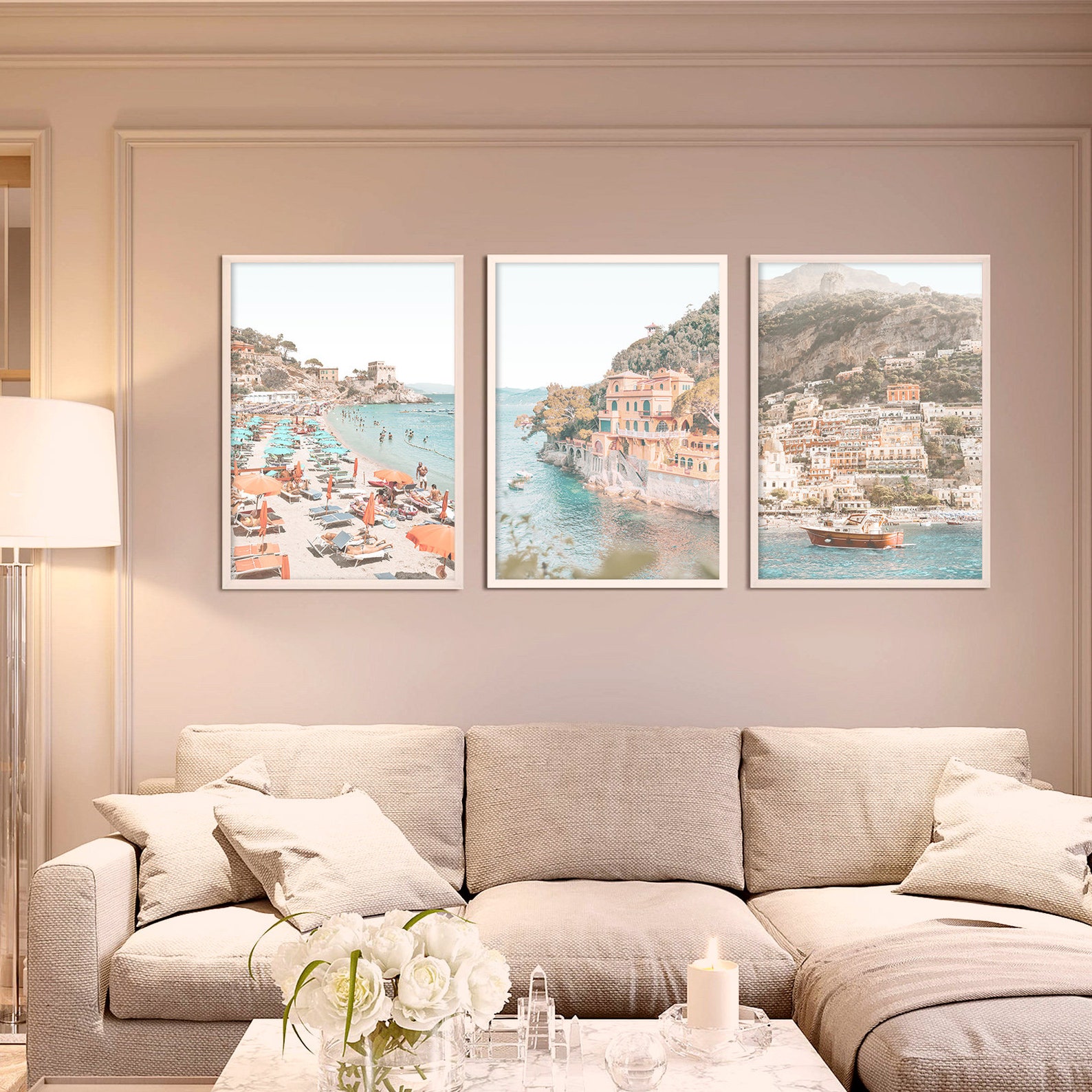 Italian Riviera Prints Beach Art Pastel Decor Set of 3 Prints - Etsy
