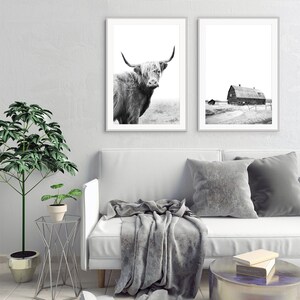 Set of 2 Wall Art Black and White Farm Print Farmhouse Art Farmhouse ...