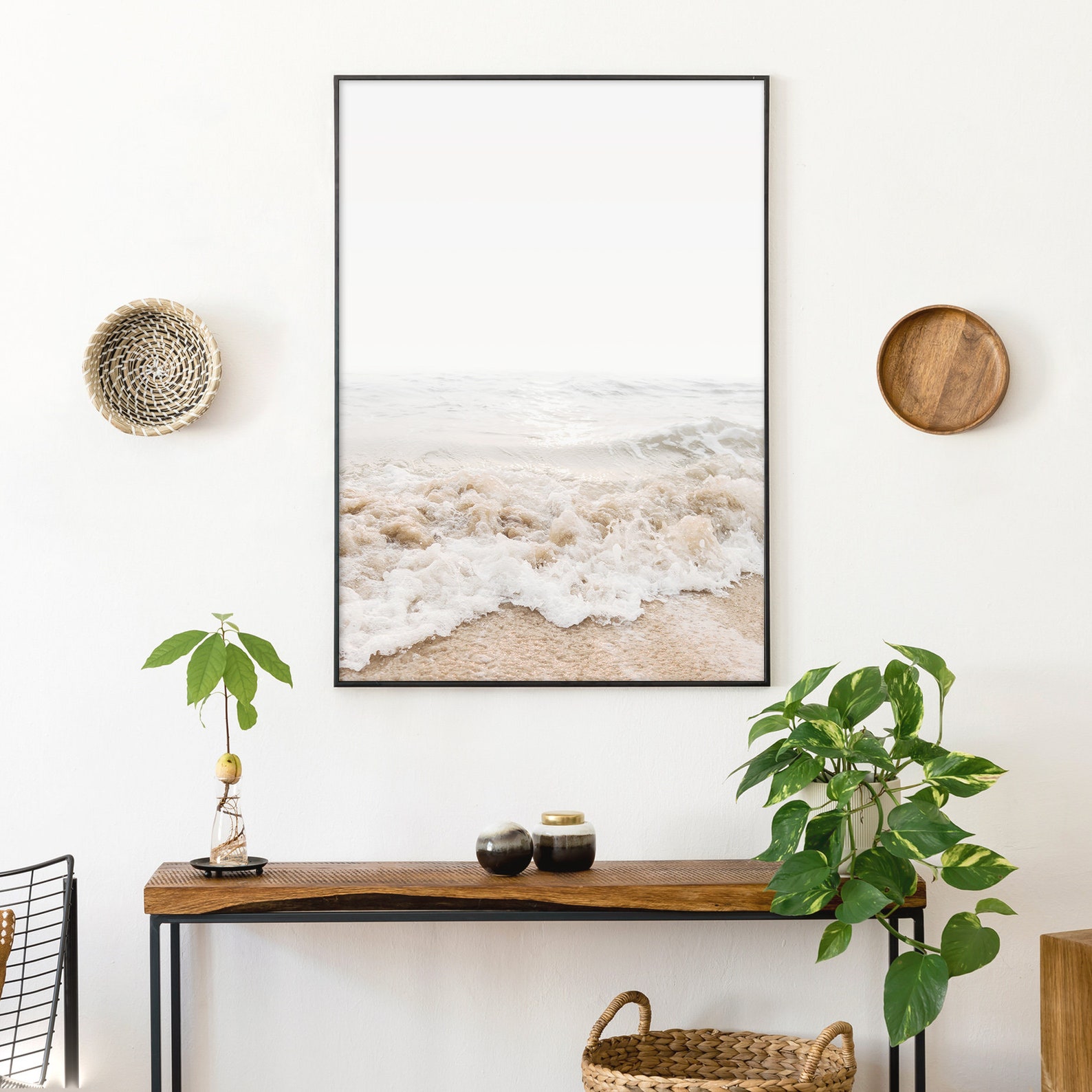 Neutral Beach Wall Art Pastel Beach Print Coastal Art Wave | Etsy