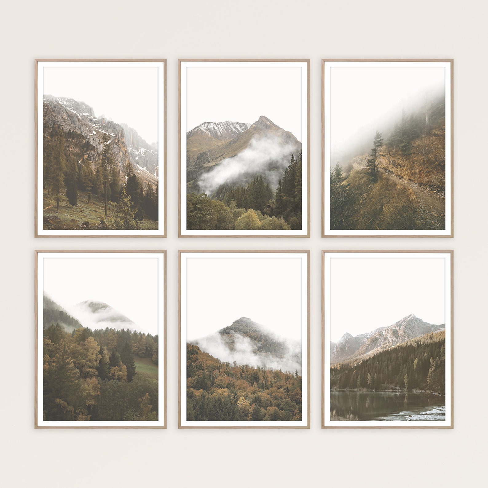 Mountain Print Set of 6 Wall Art Gallery Wall Decor Living | Etsy