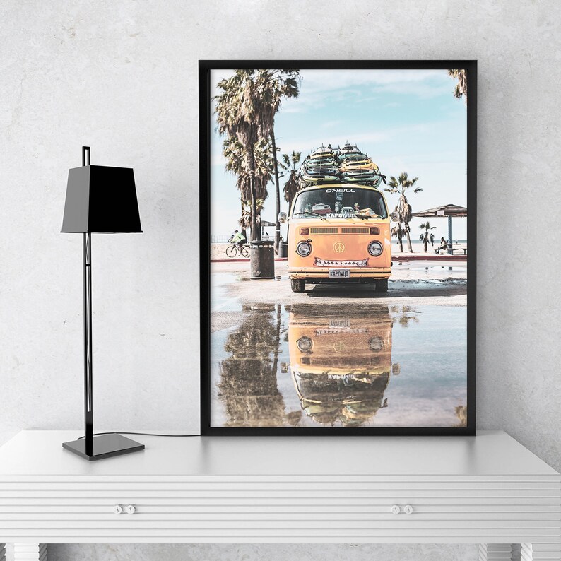 Surf Wall Art Camper Van Print VW Bus Print California Beach - Etsy