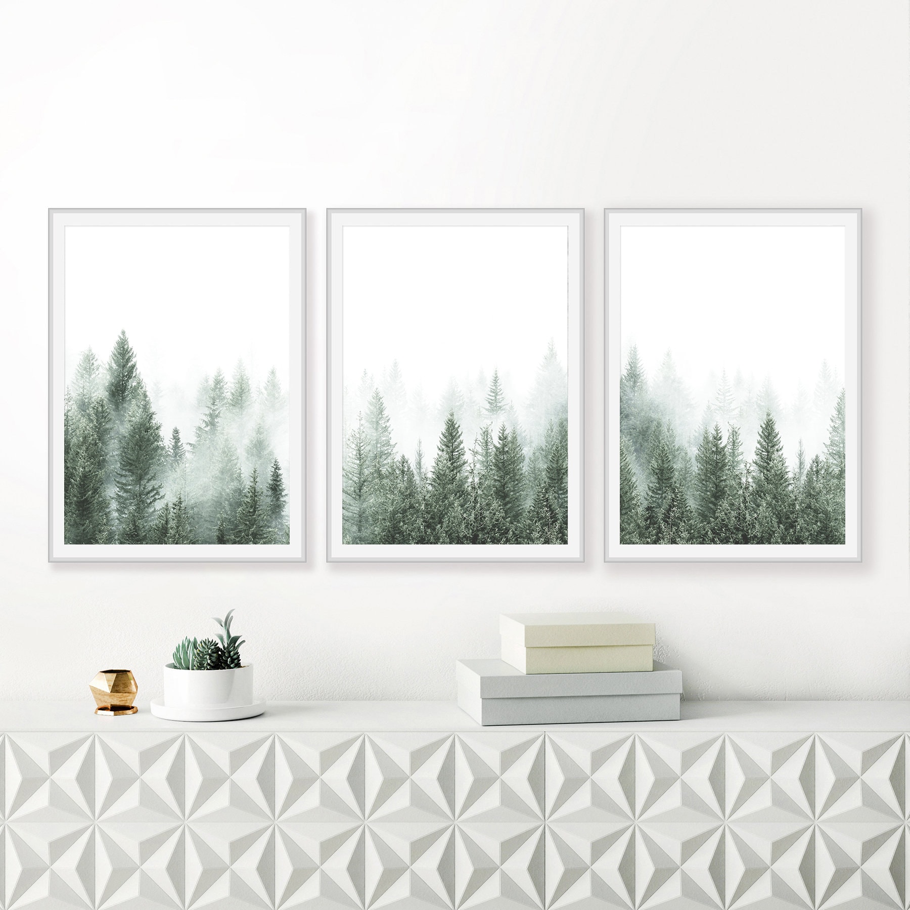 Pine Forest Print Set of 3 Prints Modern Living Room Decor - Etsy