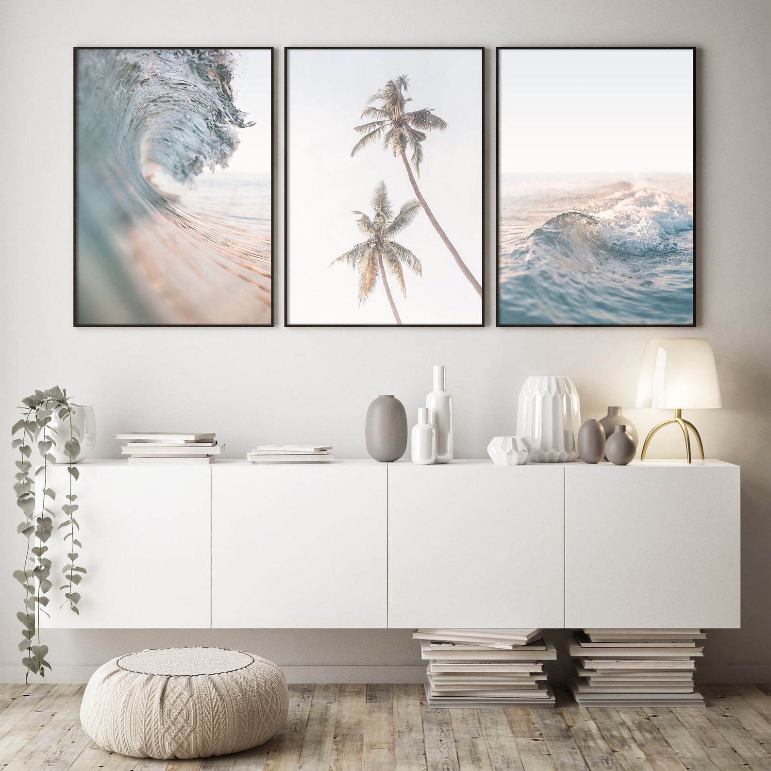 Pastel Beach Print Set of 3 Posters Ocean Printable Beach Wall | Etsy