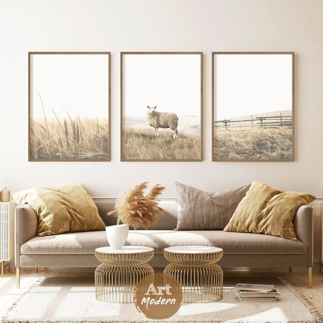 Wheat Field Print Rustic Wall Decor Farmhouse Poster Neutral Rustic ...