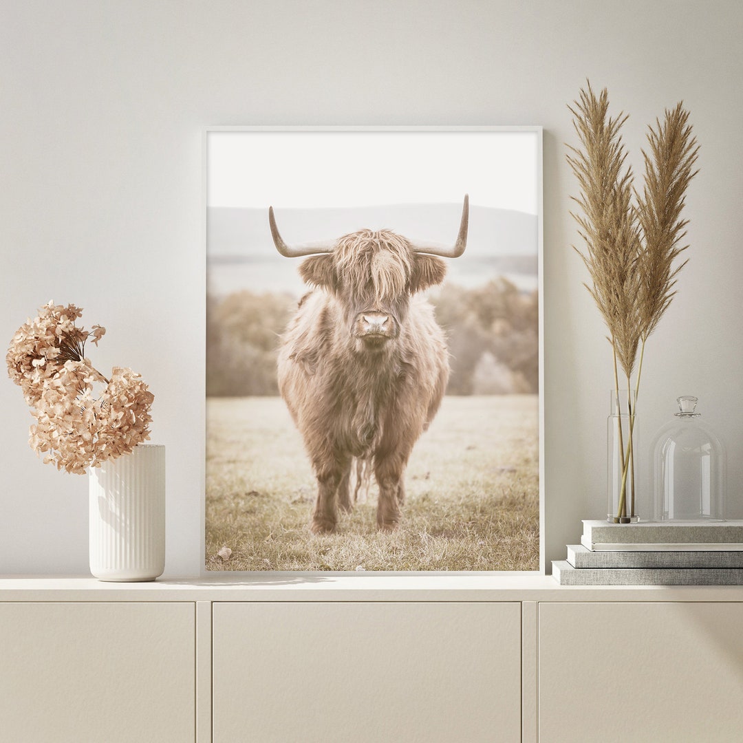 Farm Animal Print Modern Farmhouse Decor Highland Cow Poster Bull Wall ...