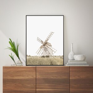 Windmill Art Print Rustic Wall Art Farmhouse Wall Decor Country Home ...