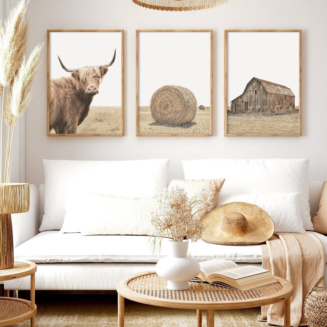 Farmhouse Art Rustic Print Set of 3 Wall Art Farm House Decor Neutral ...