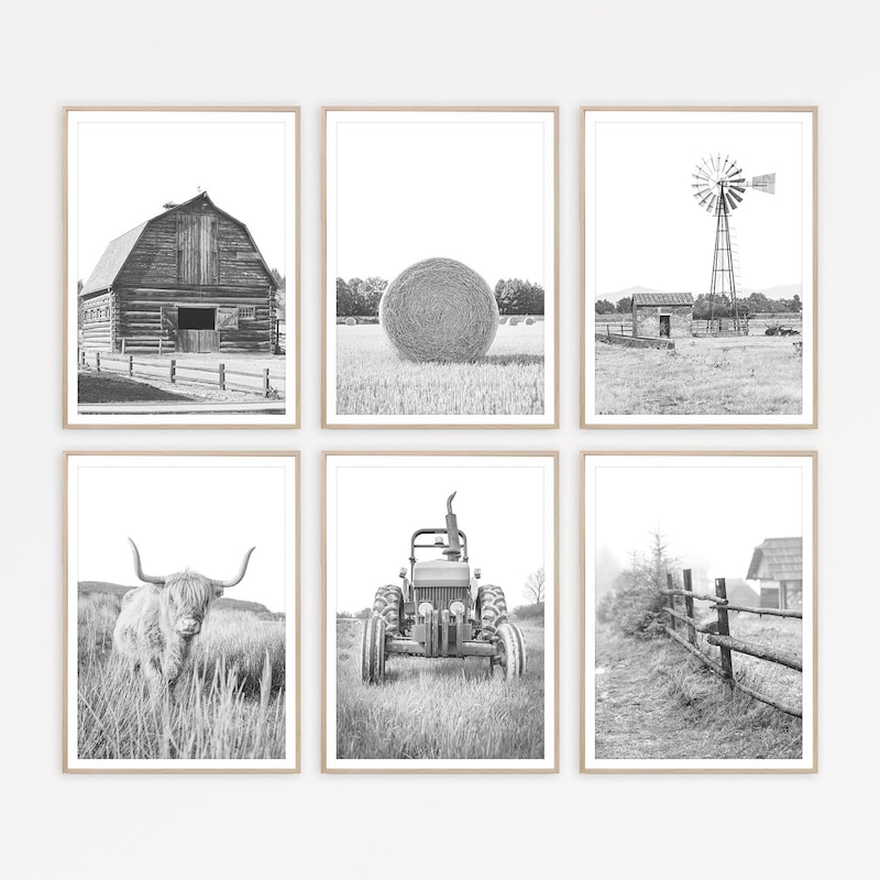 Black and White Farm Prints - Etsy