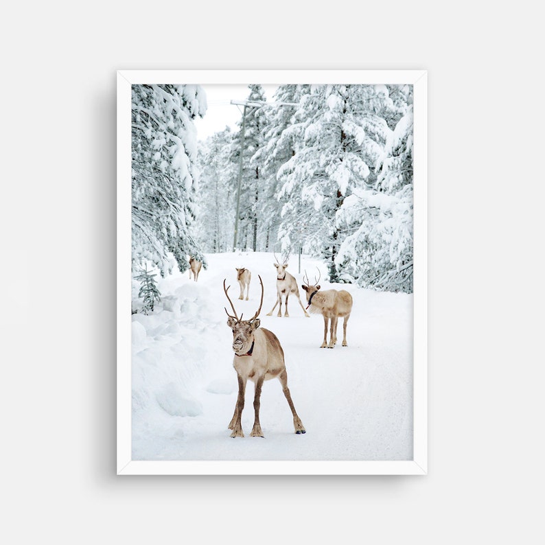 Winter Wall Art Reindeer Print Winter Decor Nursery Christmas - Etsy