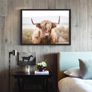 Highland Cow Print Landscape Print Nordic Decor Rustic Wall Art ...