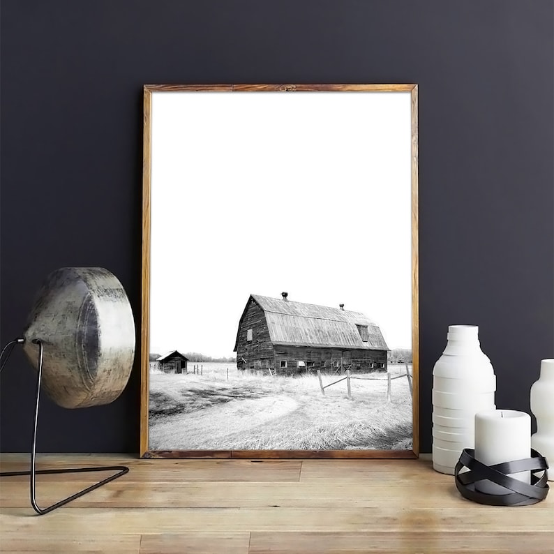 Farm Print Black and White Farmhouse Wall Art Country Print - Etsy