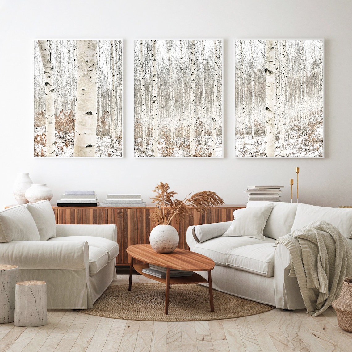 Birch Tree Wall Art Forest Print Set of 3 Posters Scandinavian - Etsy