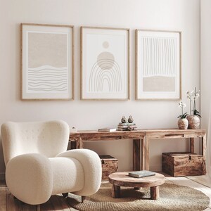 Neutral Abstract Wall Art Boho Decor Living Room Minimalist Wall Art ...