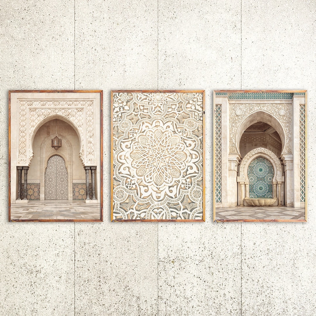 Moroccan Wall Art Neutral Gallery Wall Set of 3 Prints Arabic Poster ...