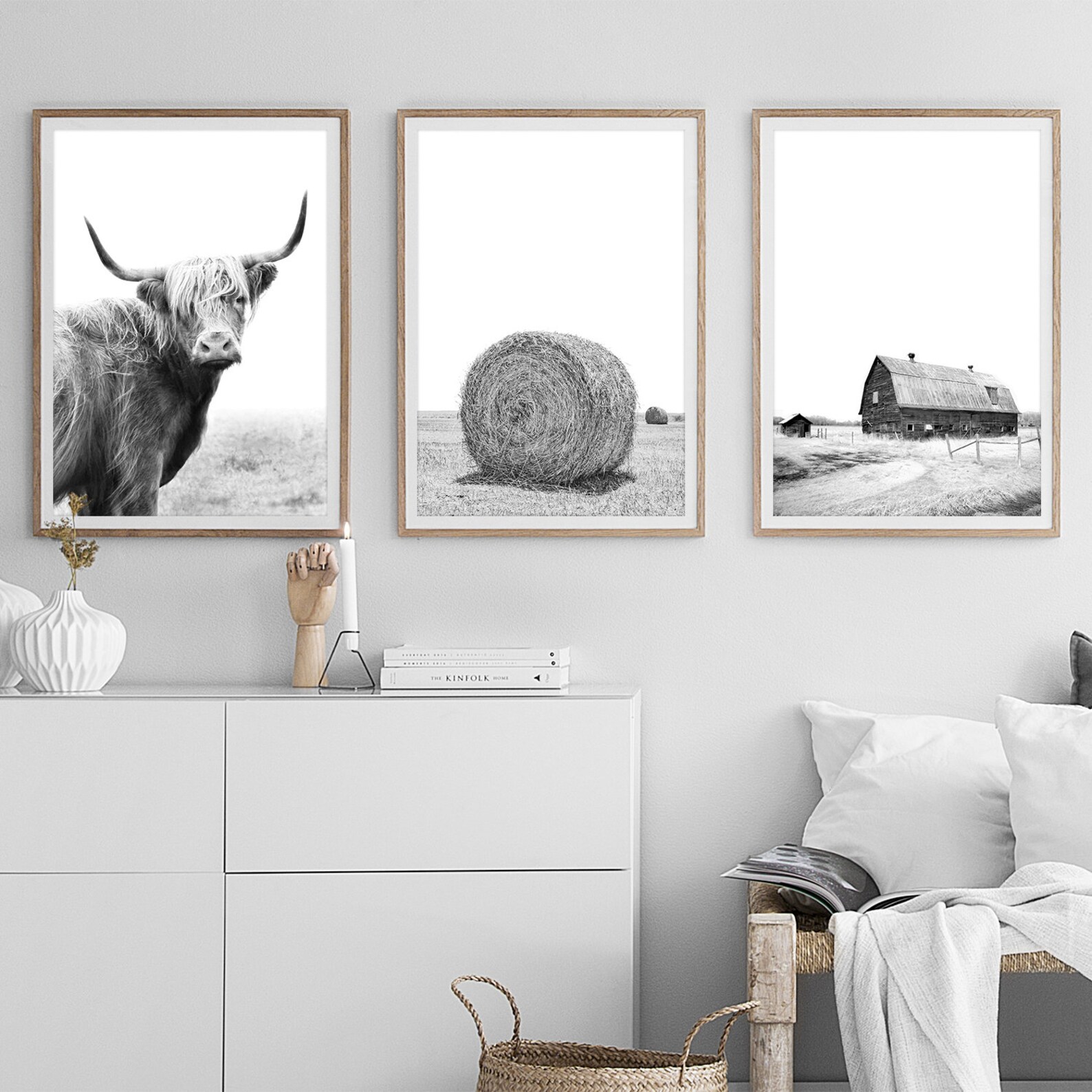 Farmhouse Print Art Set of 3 Prints Black and White Print Farmhouse ...