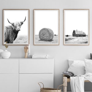 Farmhouse Print Art Set of 3 Prints Black and White Print Farmhouse ...