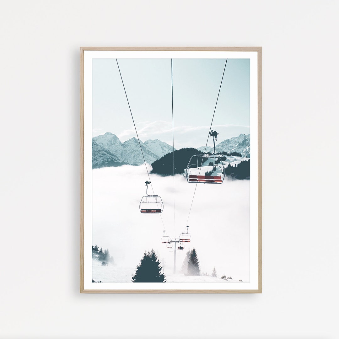 Scandinavian Wall Art Ski Lift Print Mountain Poster Nordic Wall Art ...