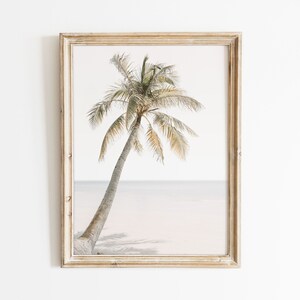 Palm Tree Print Coastal Decor Tropical Art Print Pastel Beach Wall Art ...