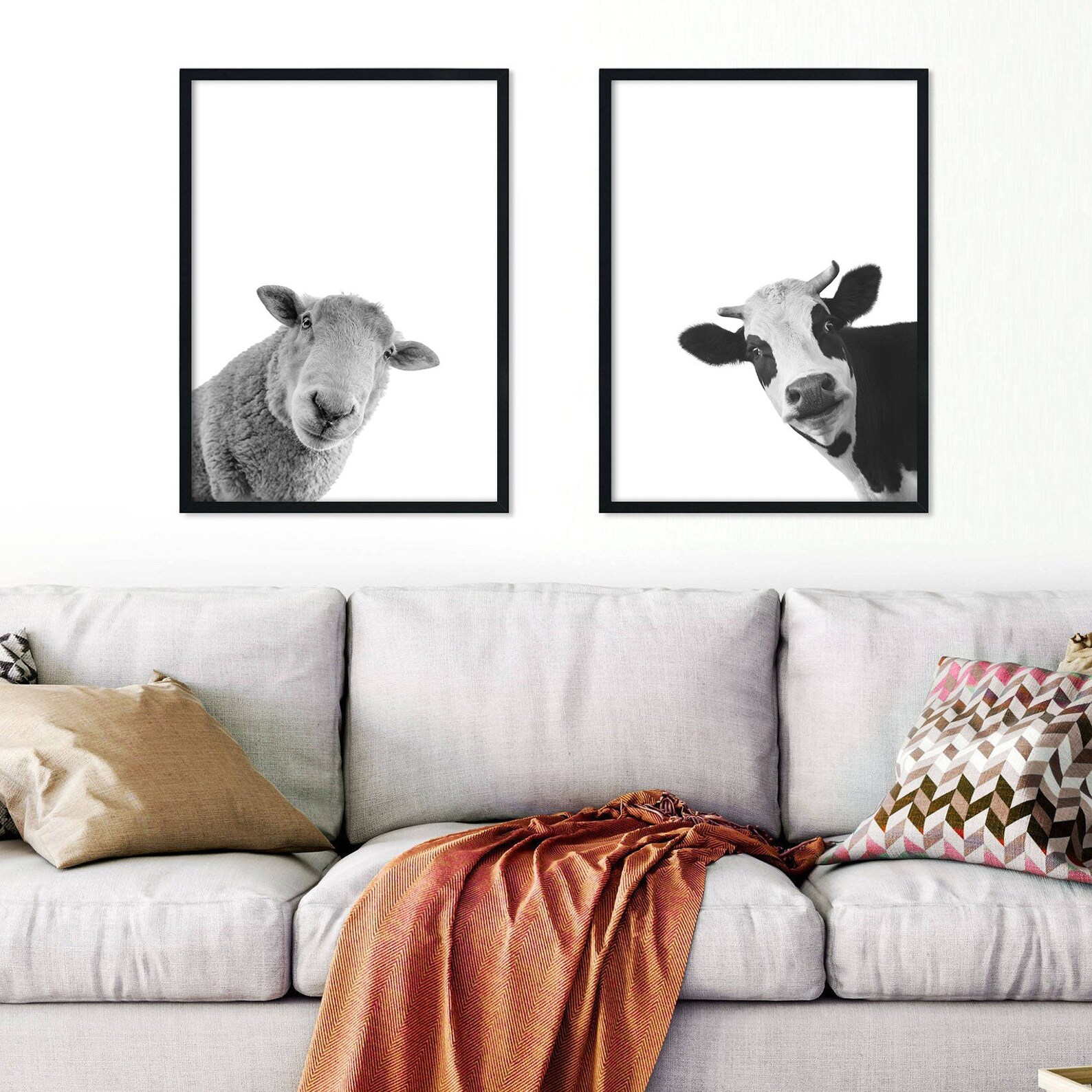 Cow Print Set of 2 Prints Sheep Print Cow Decor Farmhouse Wall | Etsy