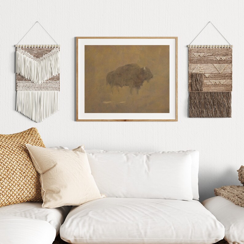 Vintage Buffalo Art Print: Western Ranch Decor, Southwestern Wall Art ...