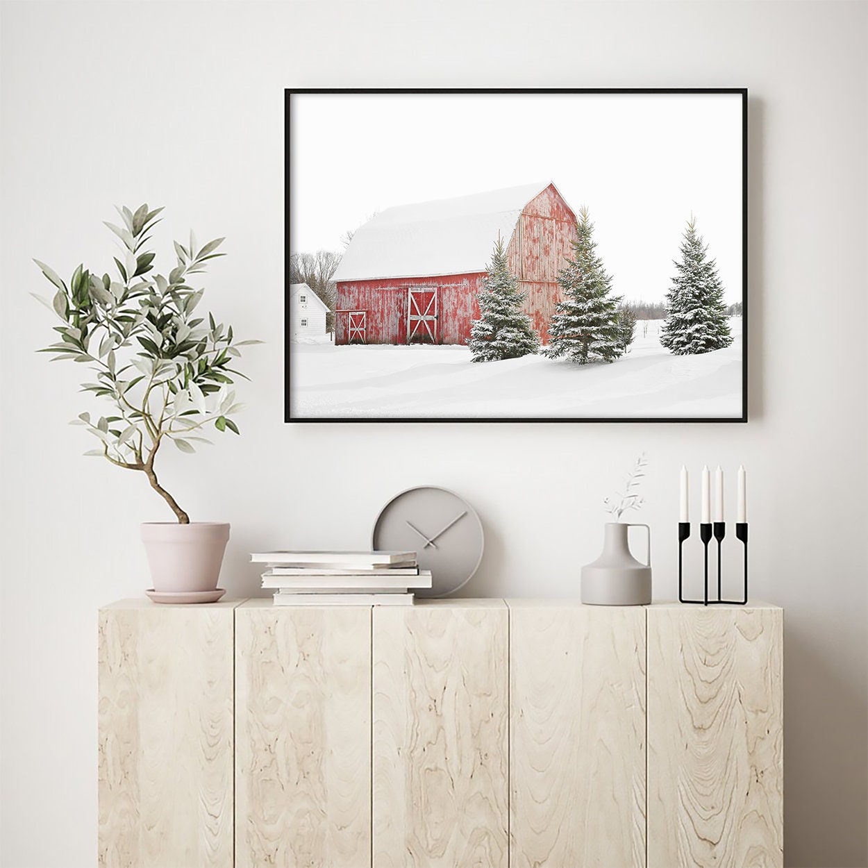 Barn Print Farmhouse Christmas Decor Rustic Holiday Decor - Etsy