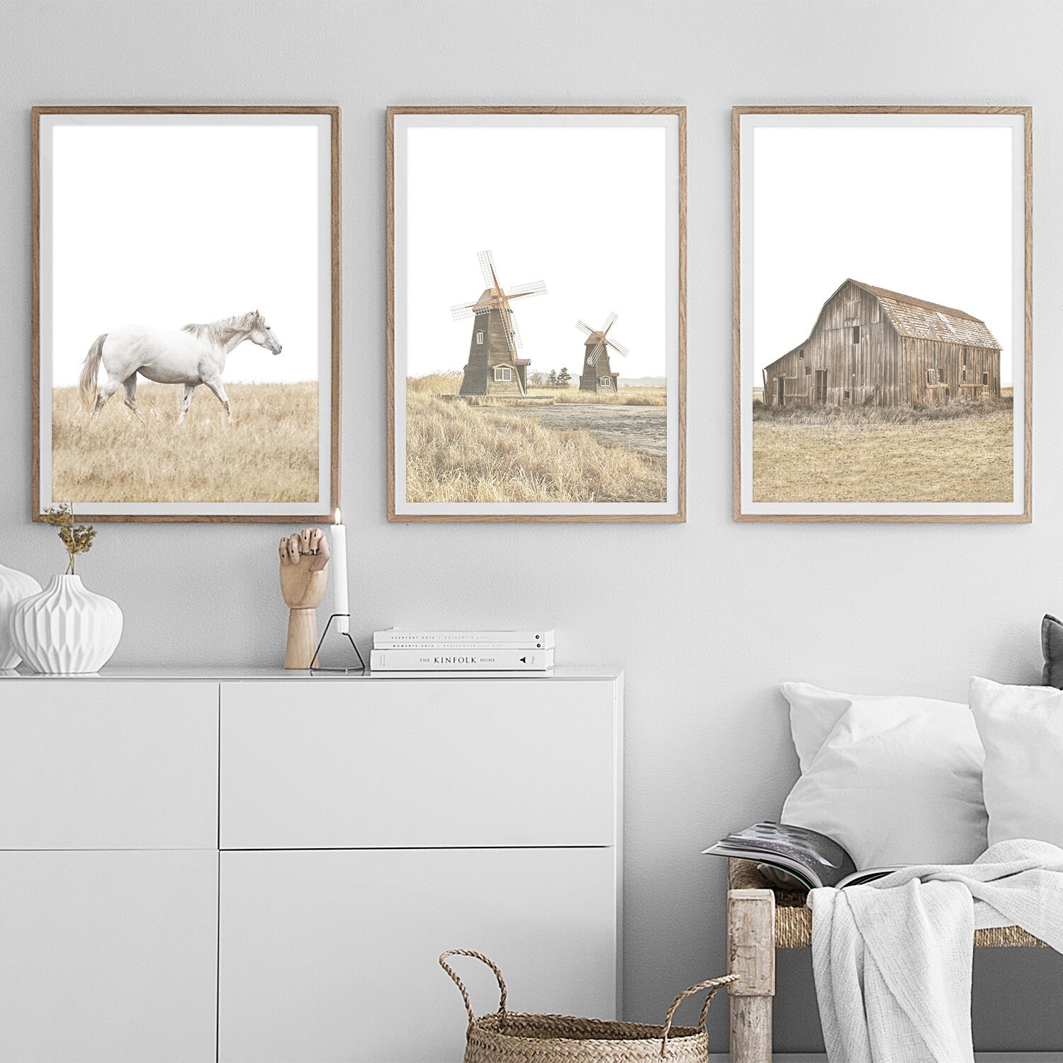 Farm Print Set of 3 Posters Rustic Art Barn Print 3 Piece Wall | Etsy