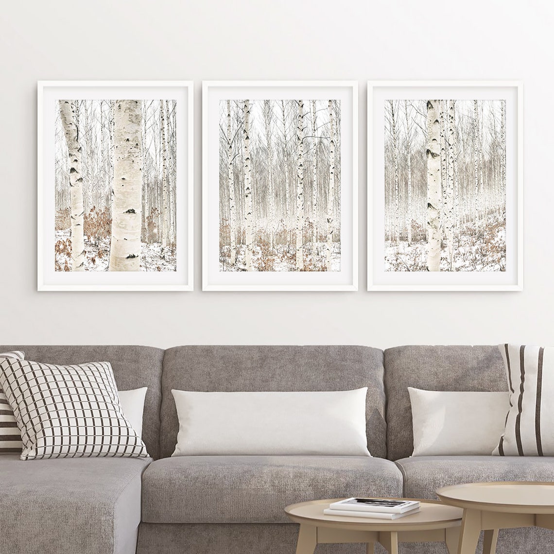 Birch Tree Wall Art Forest Print Set of 3 Posters Scandinavian - Etsy