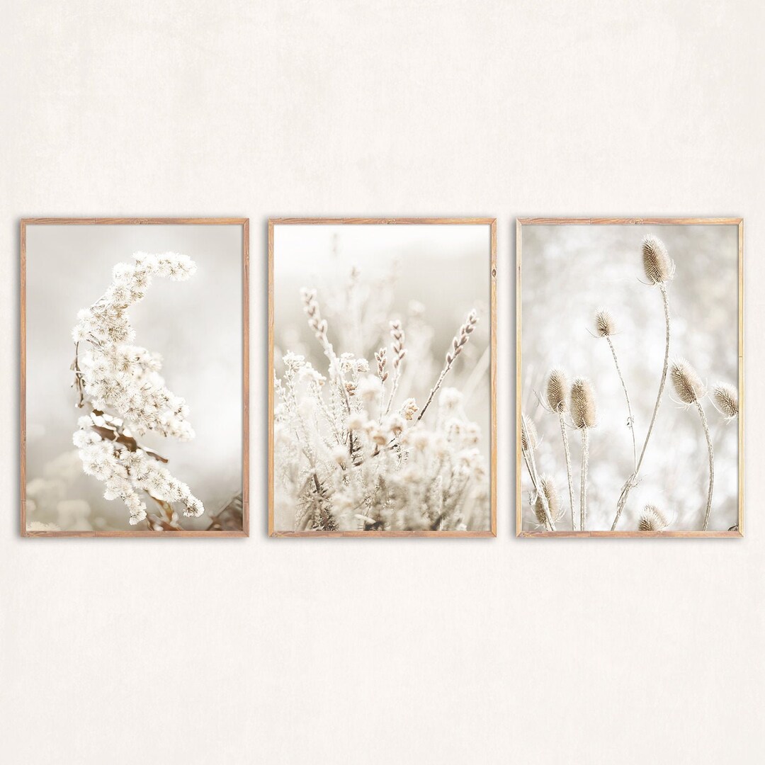 Neutral Print Set of 3 Wall Art Botanical Print Set Boho Decor Bohemian ...