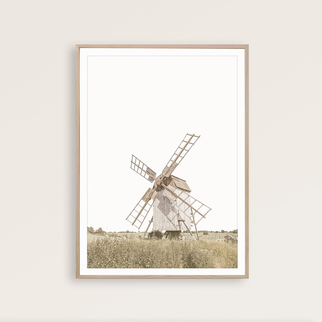 Windmill Art Print Rustic Wall Art Farmhouse Wall Decor Country Home ...